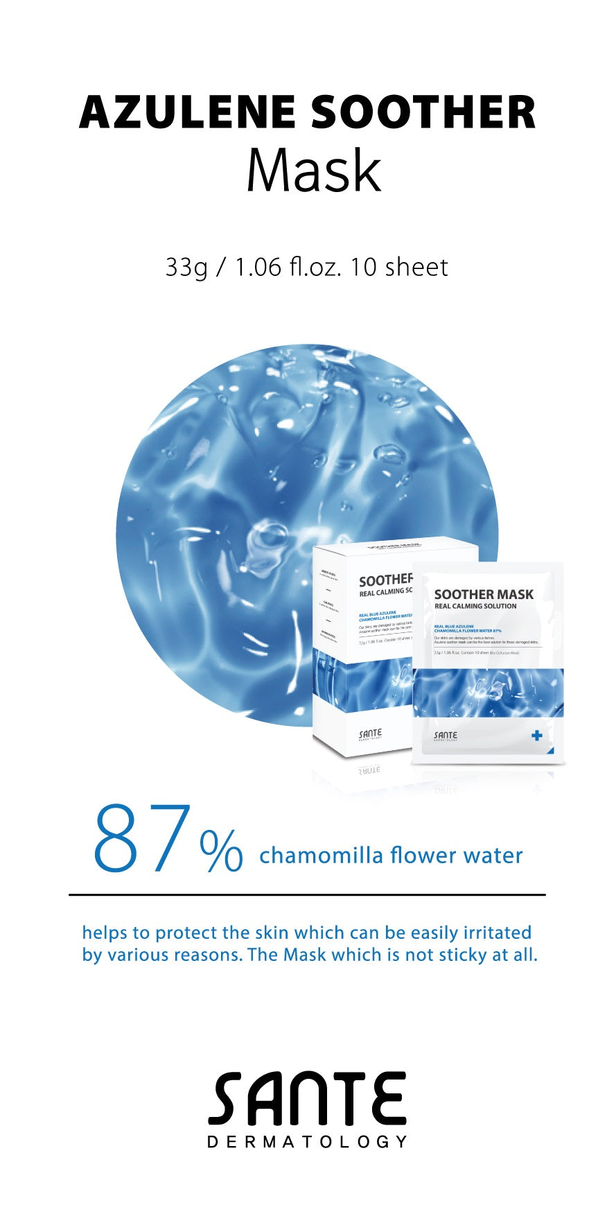Sante Azulene Soother Mask sheet 10pcs/box - Soothing skin regeneratio ...